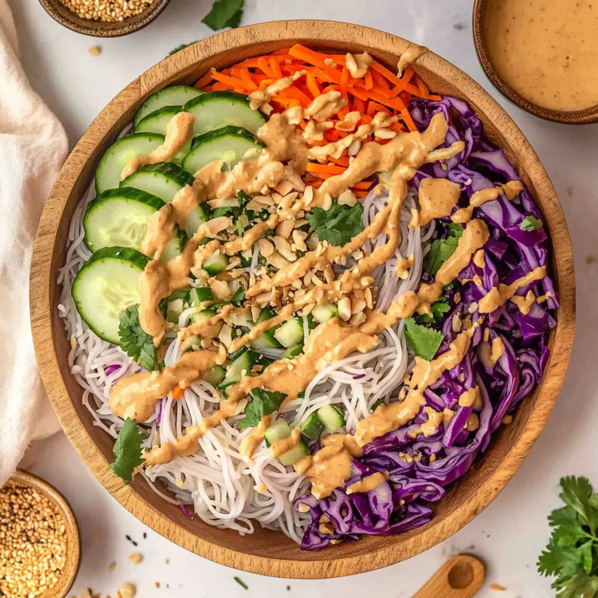 Delicious Spring Roll Salad with Creamy Peanut Sauce